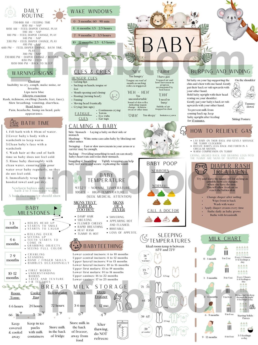 Safari New Parent Baby Infographic Guide - Etsy