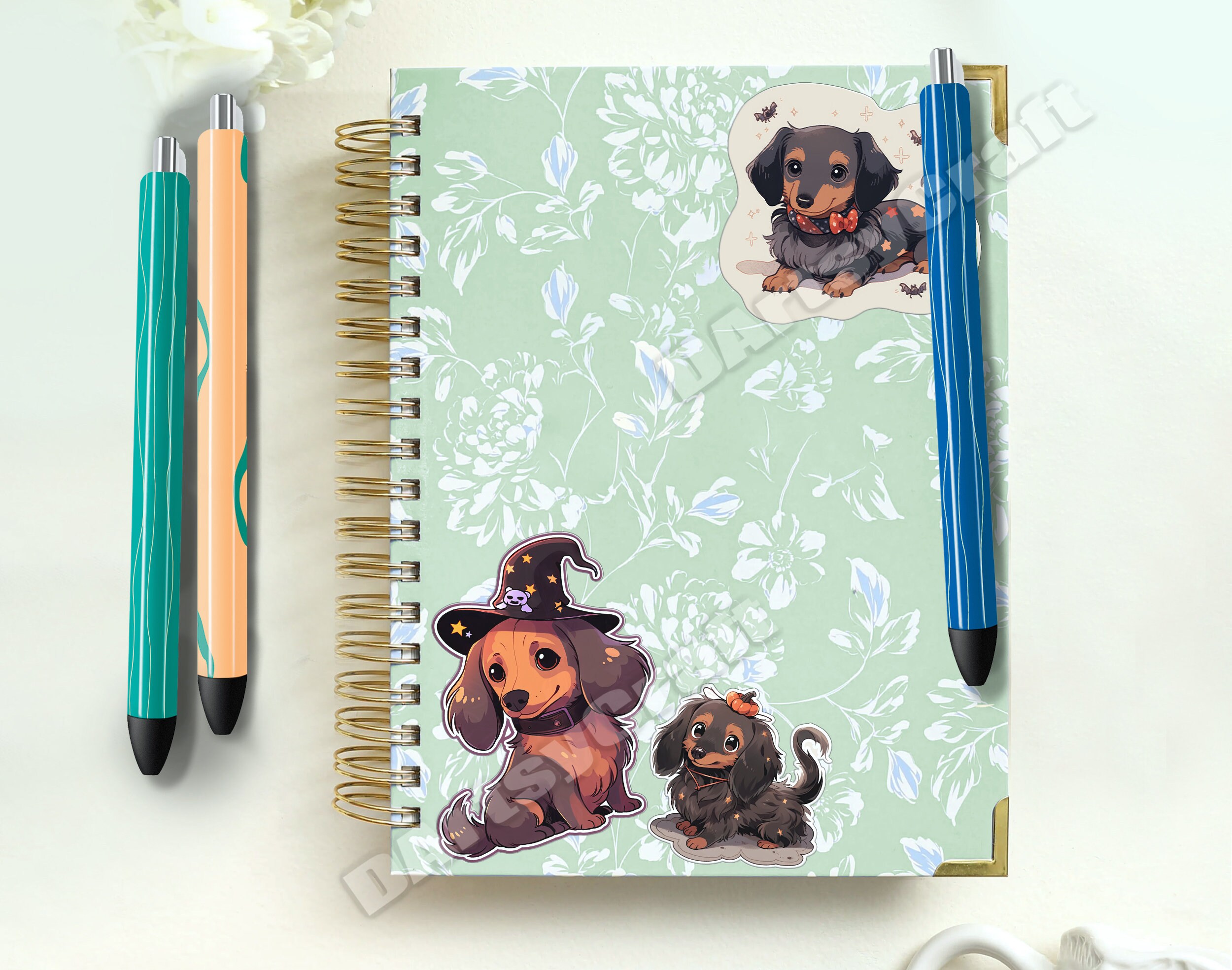 44 Dachshund Puppy Print Cut Digital PNG Sticker Sheets, Sausage ...