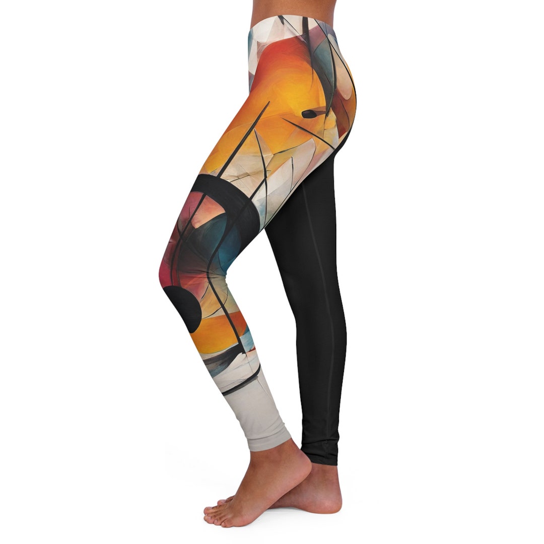 Black & Colorful Abstract Spandex Leggings - Etsy