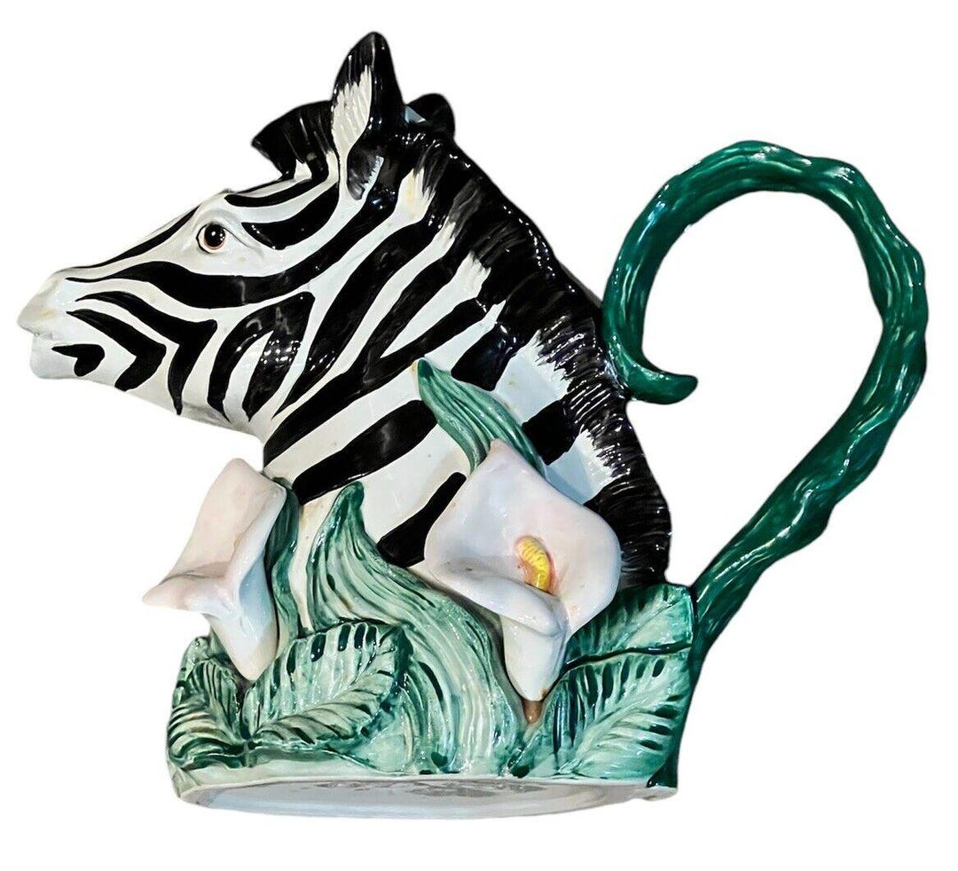 Retro Fitz and Floyd Ceramic Zebra Pitcher/planter - Etsy