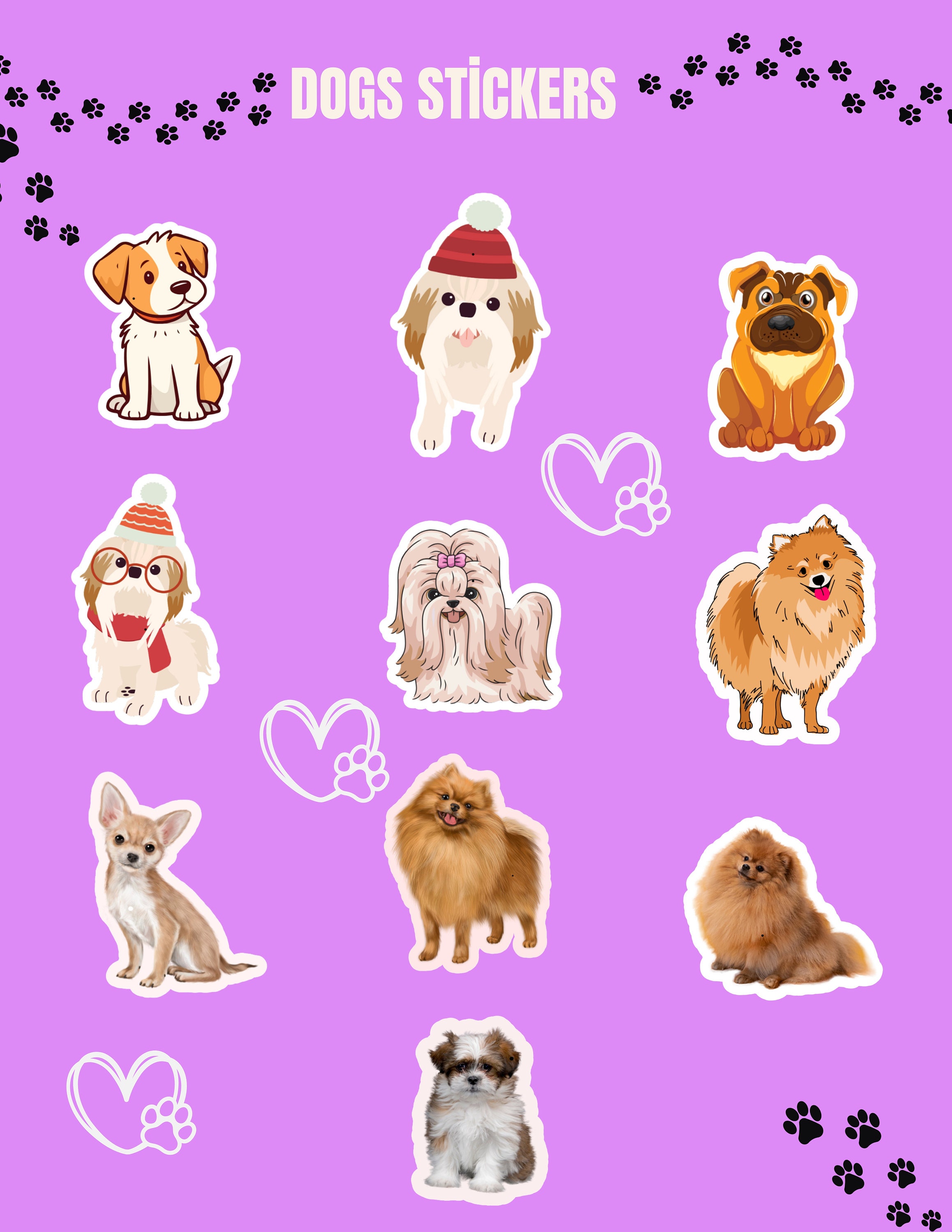 30 Printable Stickers Sheet ,printable Dog Planner Stickers ,dog ...