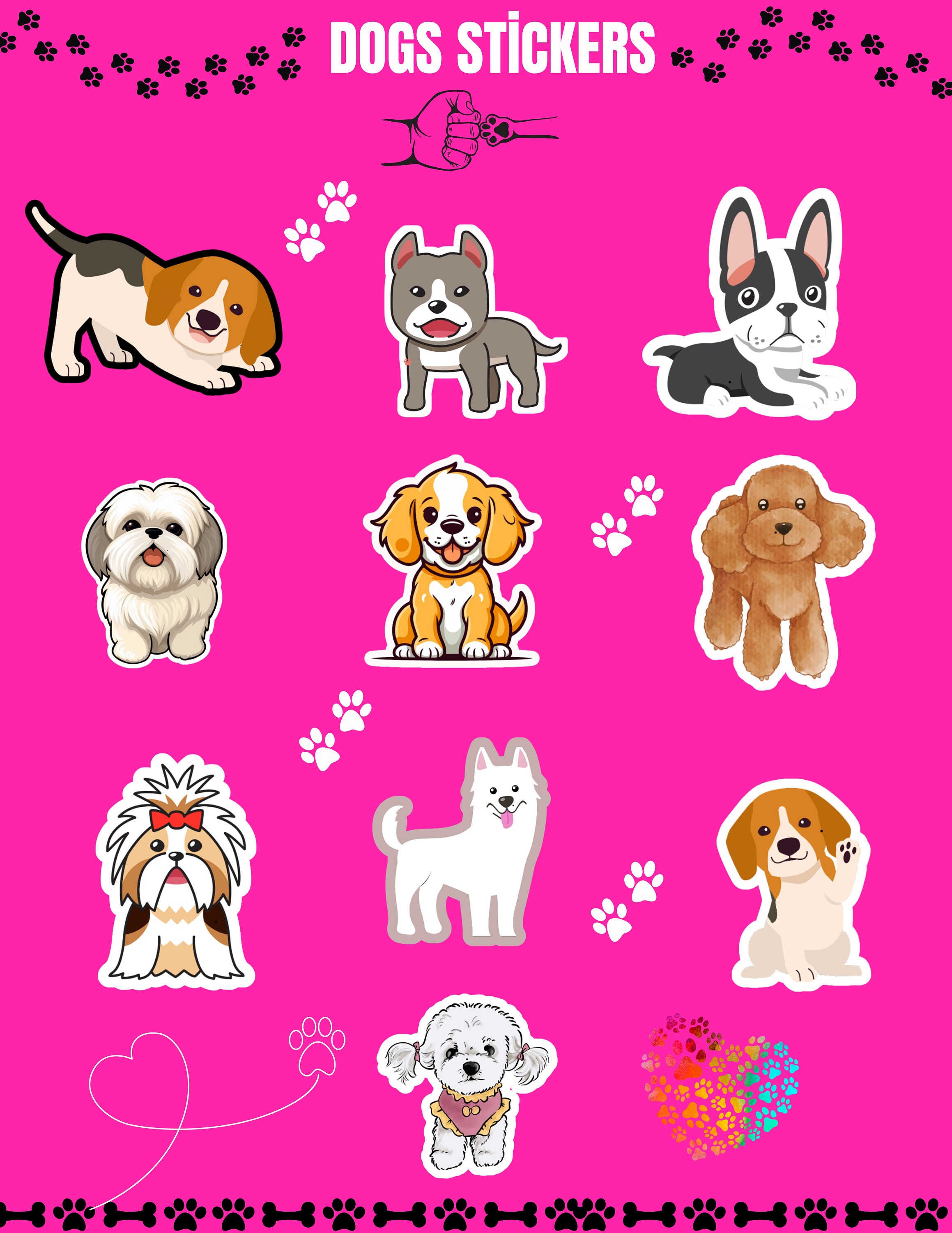 30 Printable Stickers Sheet ,printable Dog Planner Stickers ,dog ...