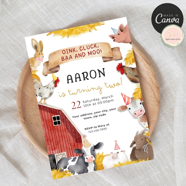 Party Animals Farm Kids Birthday Invitations - Etsy