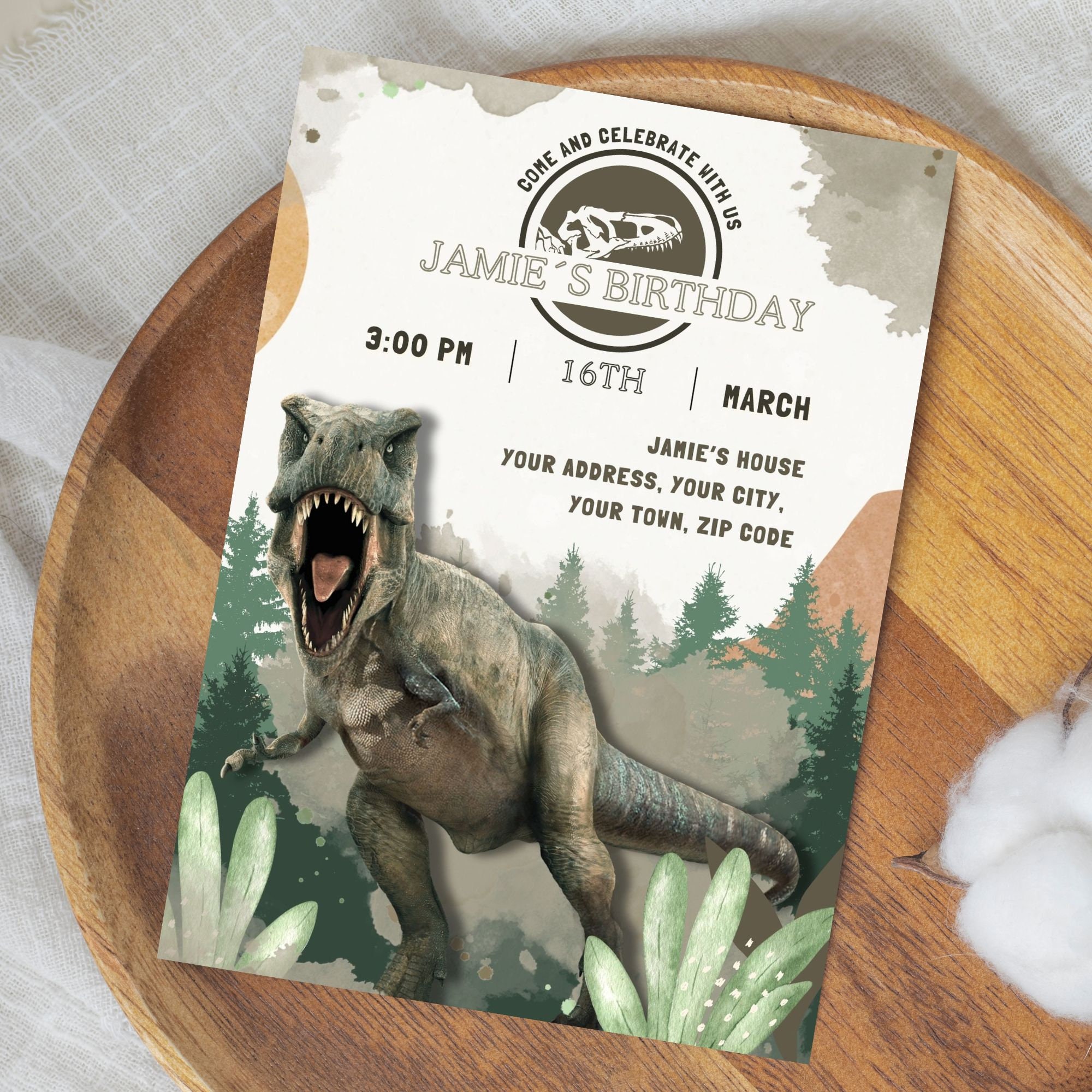 Jurassic World Birthday Invitation Template Dinosaur Birthday ...
