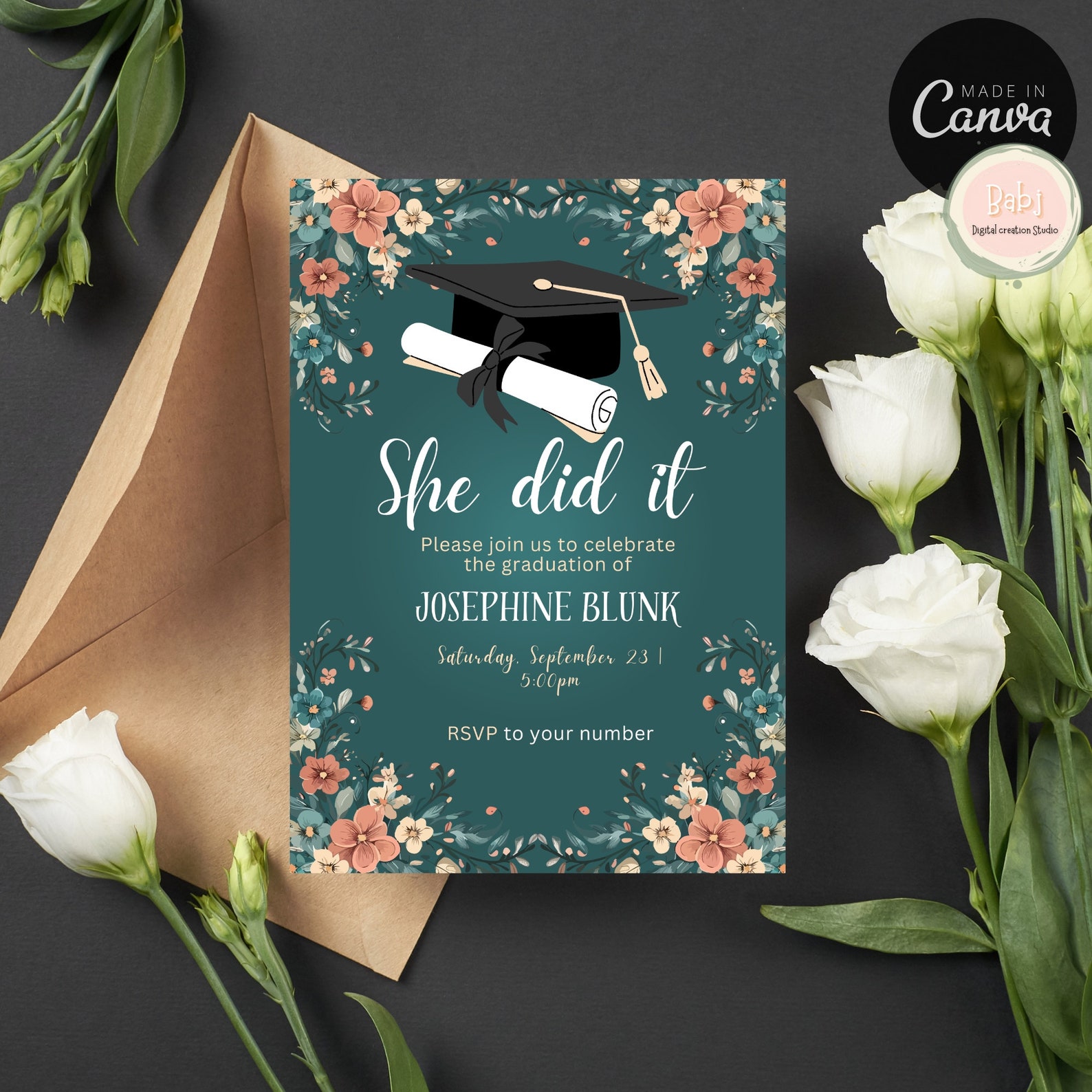 She Did It Graduation Invitation, Graduation Invitation Template ...
