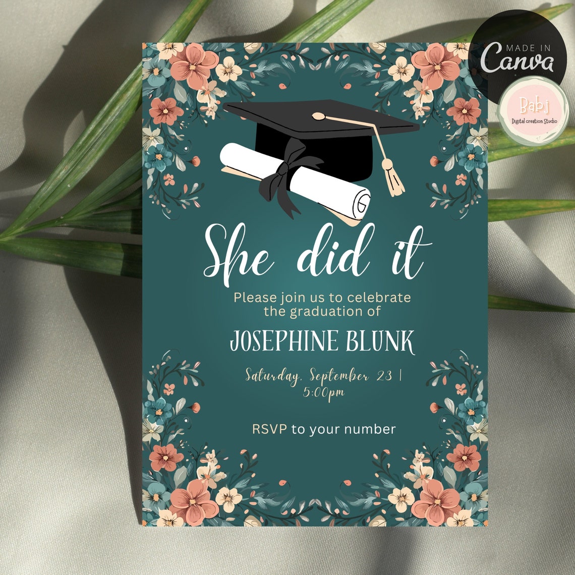 She Did It Graduation Invitation, Graduation Invitation Template ...