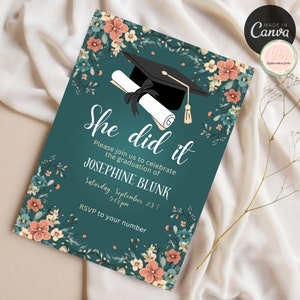 She Did It Graduation Invitation, Graduation Invitation Template ...