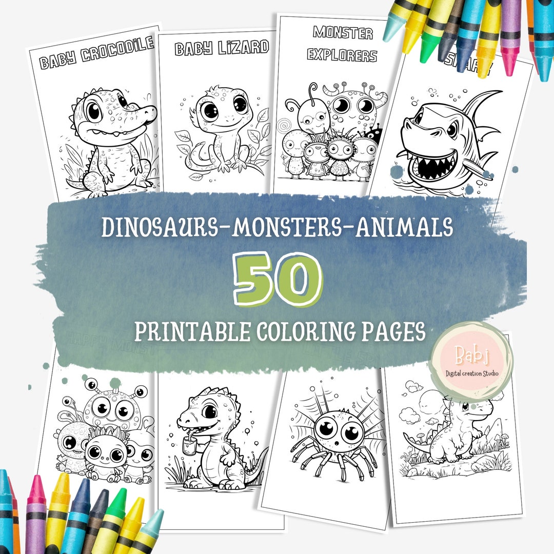 50 Kids Coloring Pages - Printable Coloring Pages Kit for Kids ...