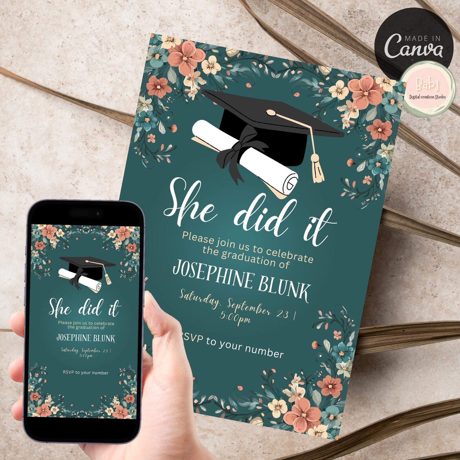 She Did It Graduation Invitation, Graduation Invitation Template ...