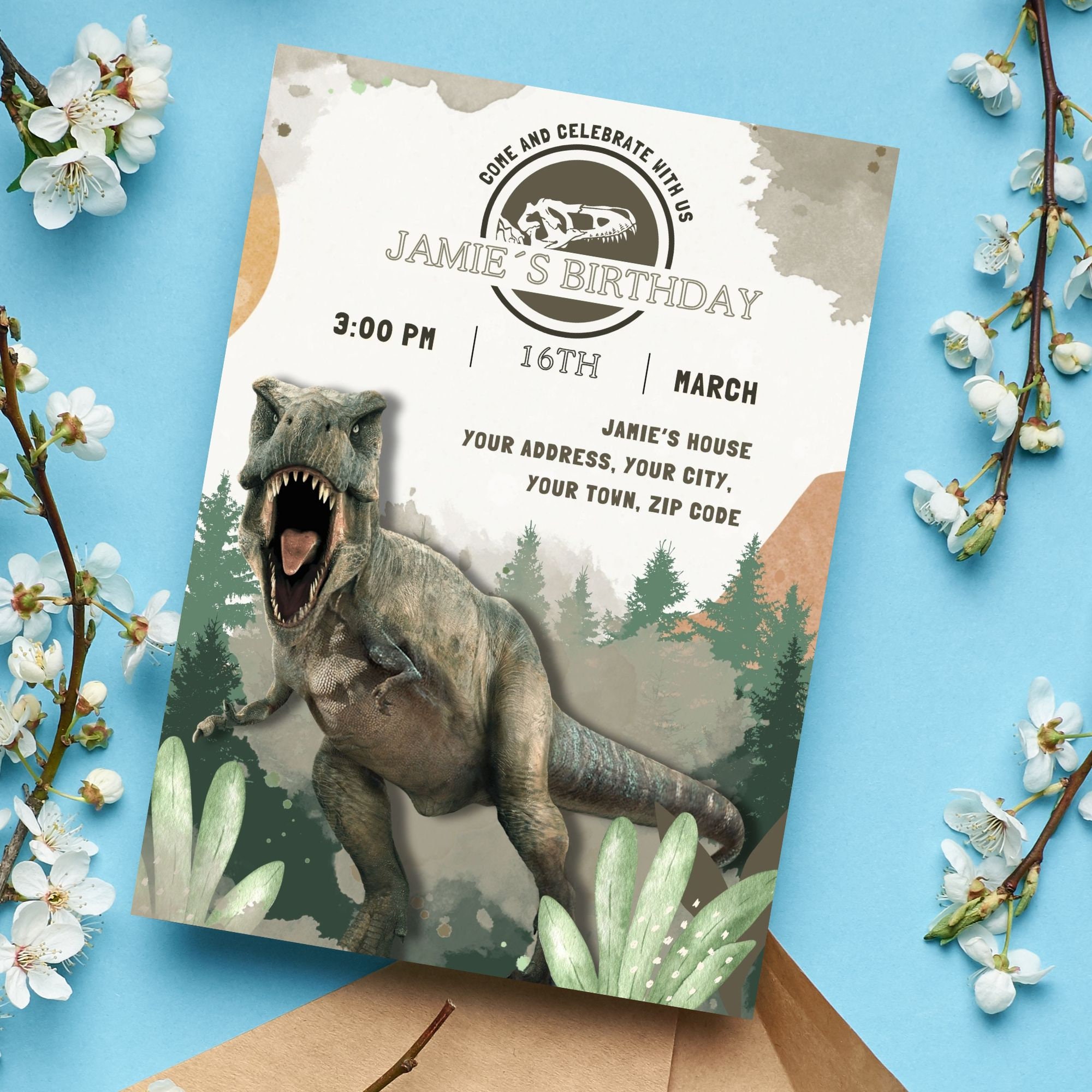 Jurassic World Birthday Invitation Template Dinosaur Birthday Invitation Kids Birthday Party ...
