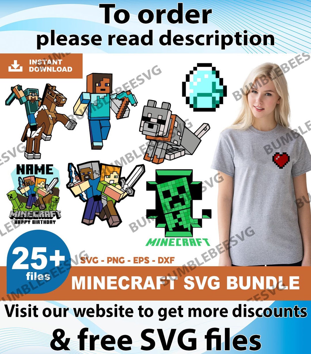 25 Minecraft Svg Bundle Minecraft Shirt Creeper Svg - Etsy Australia