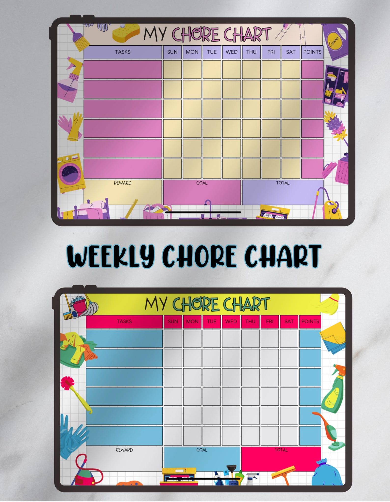 Printable Kids Chore Chart | Editable Weekly Responsibility Chart for ...
