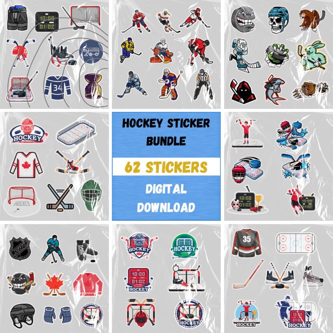 Hockey Sticker Bundle Digital Download - Ice Hockey Printable Stickers ...
