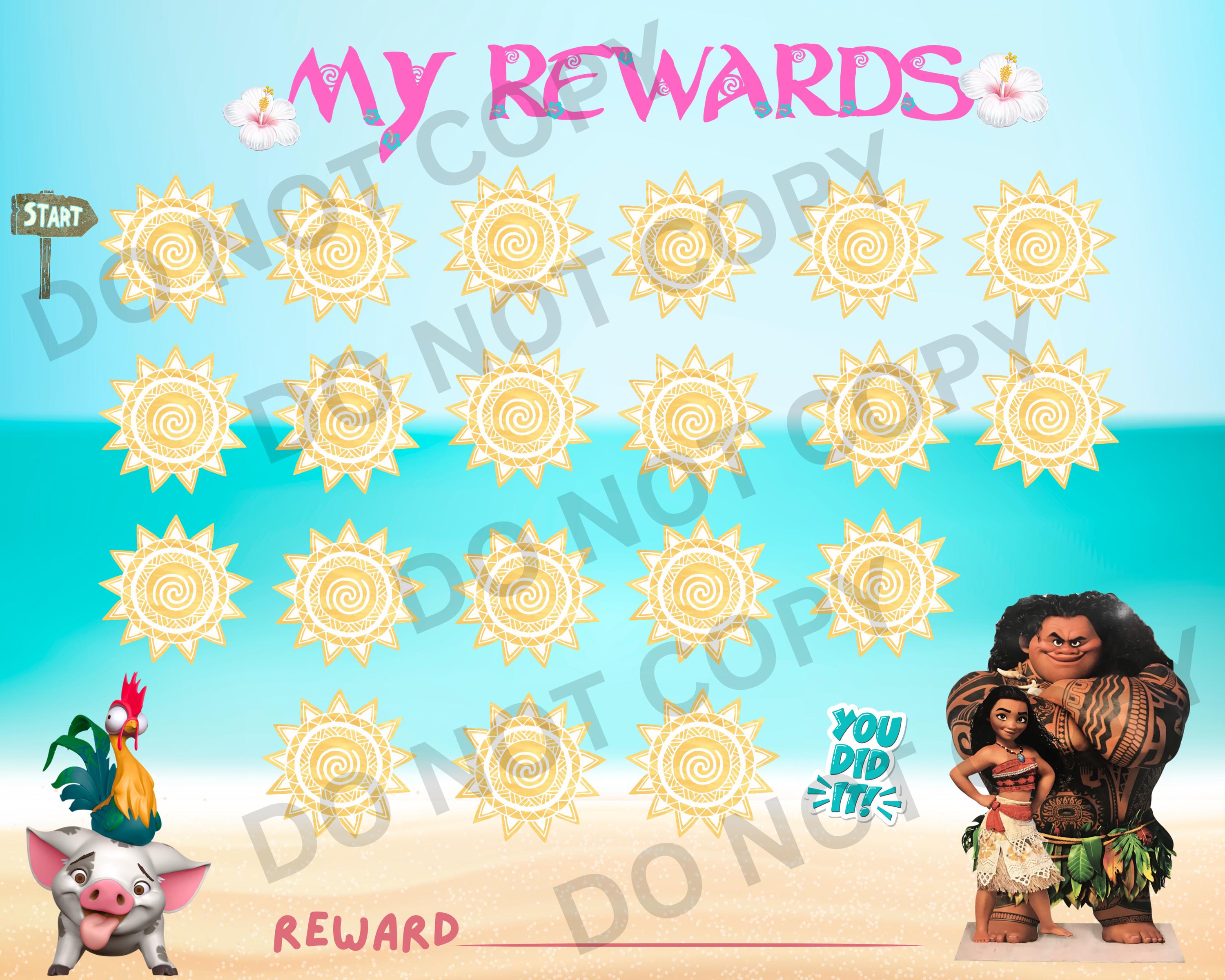Moana Themed Reward Chart Printable | Tropical Behavior Chart for Kids ...