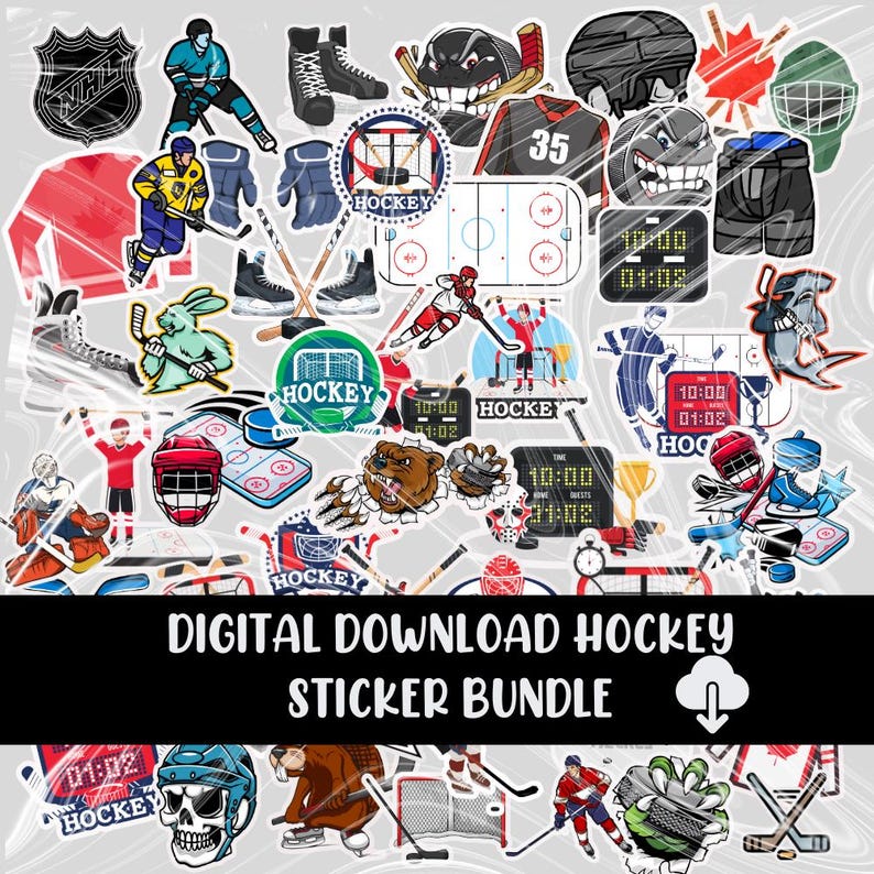 Hockey Sticker Bundle Digital Download - Ice Hockey Printable Stickers ...