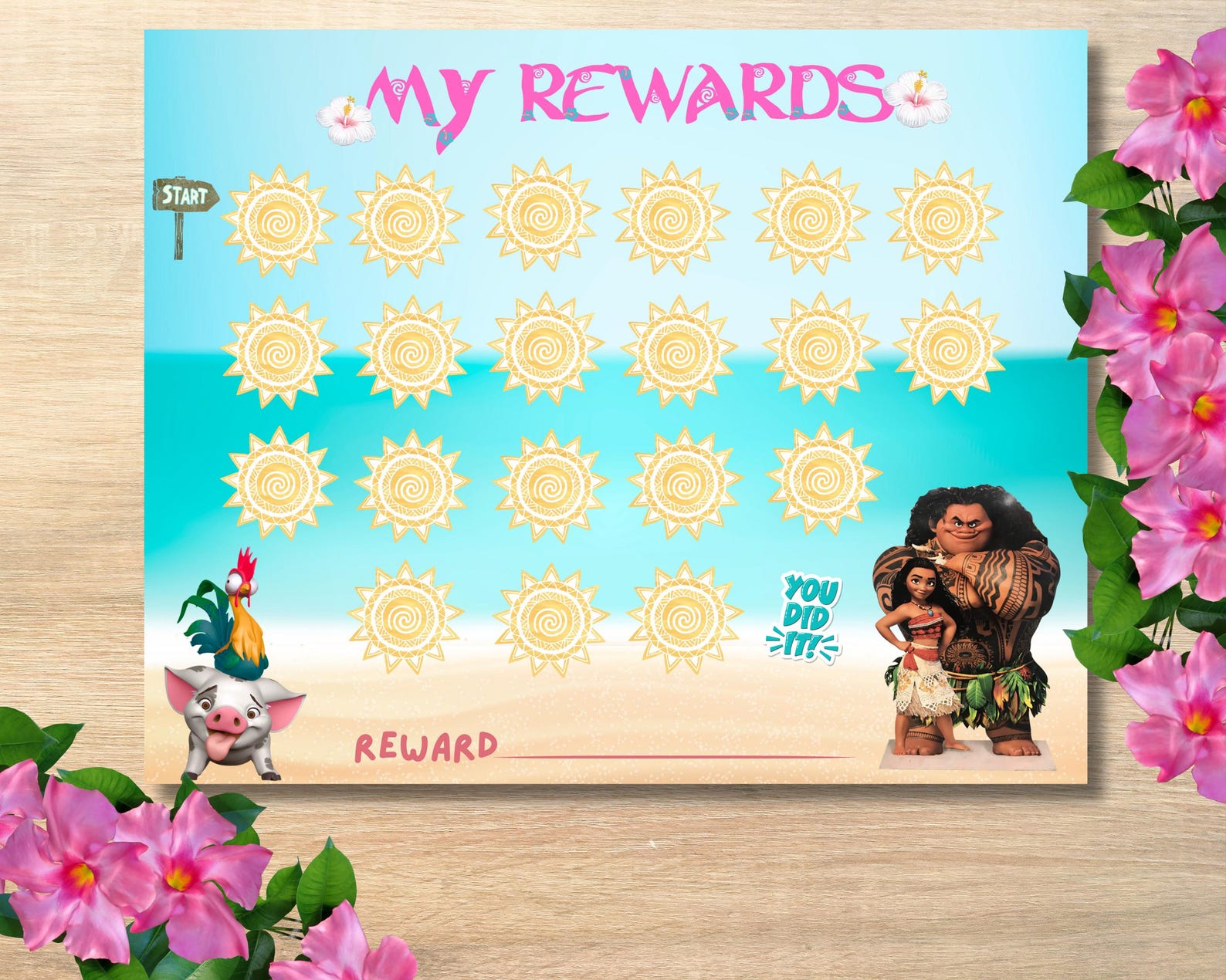 Moana Reward Chart Printable | Tropical Chore Chart (instant Download ...