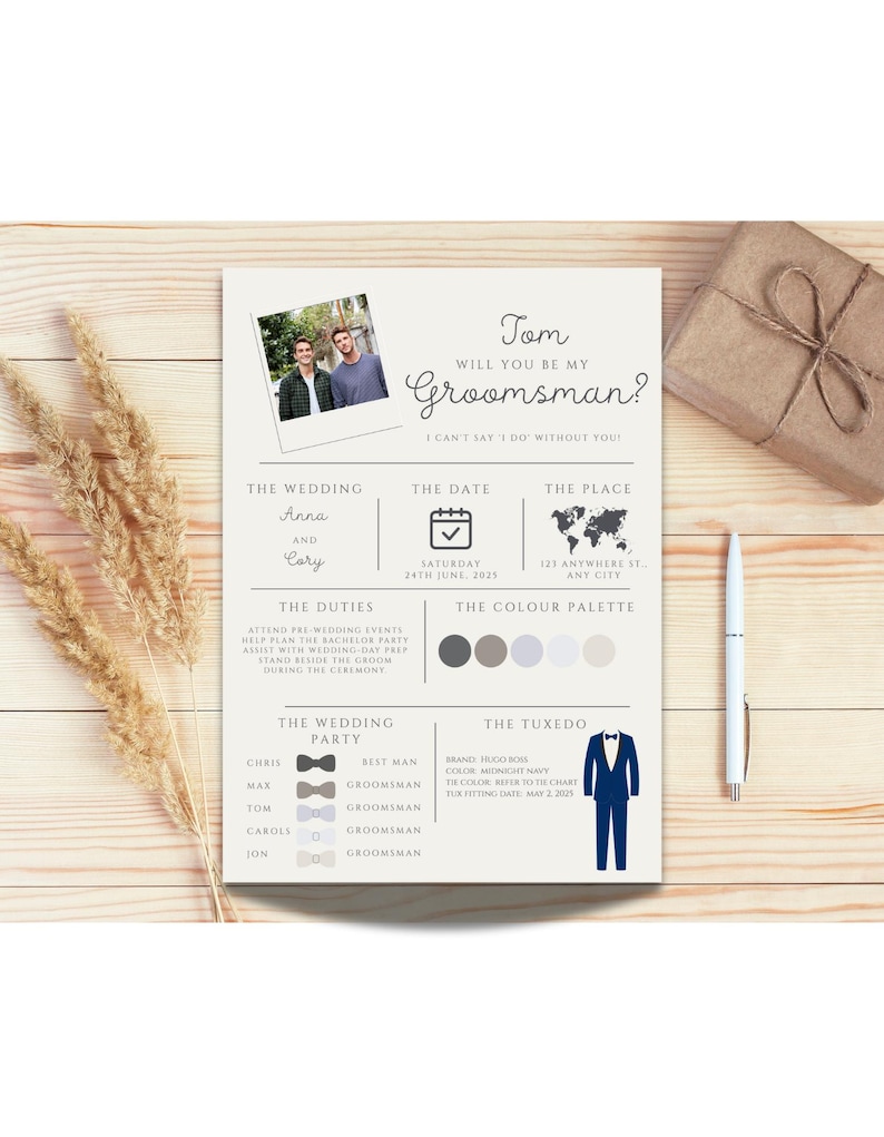 Editable Bridesmaid Proposal Card Canva Template | Wedding Party ...