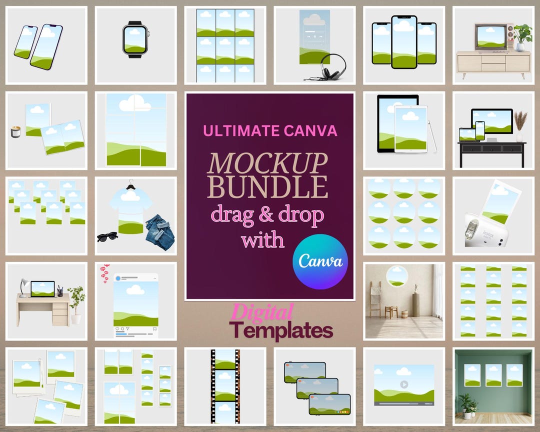 Canva Mockup Bundle | Editable Templates for Branding & Marketing - Etsy