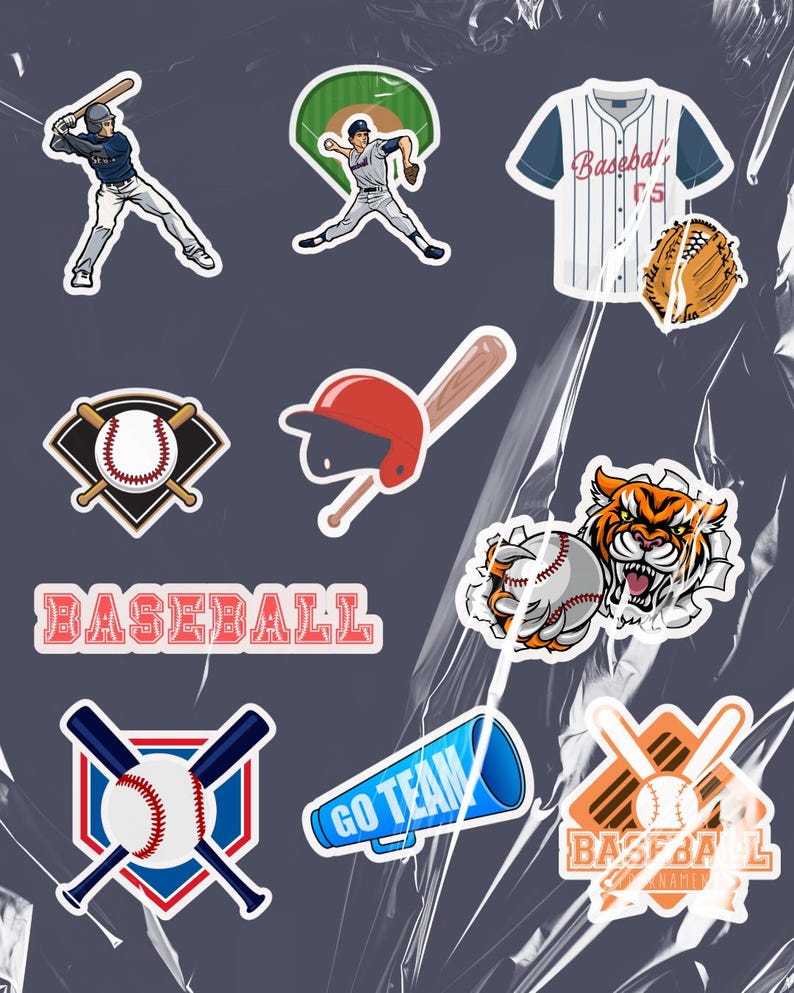Digital Baseball Stickers | Printable Sports Stickers | Baseball ...