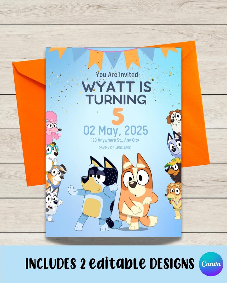 Bluey Birthday Invitation | Editable Canva Invite | Printable Party ...