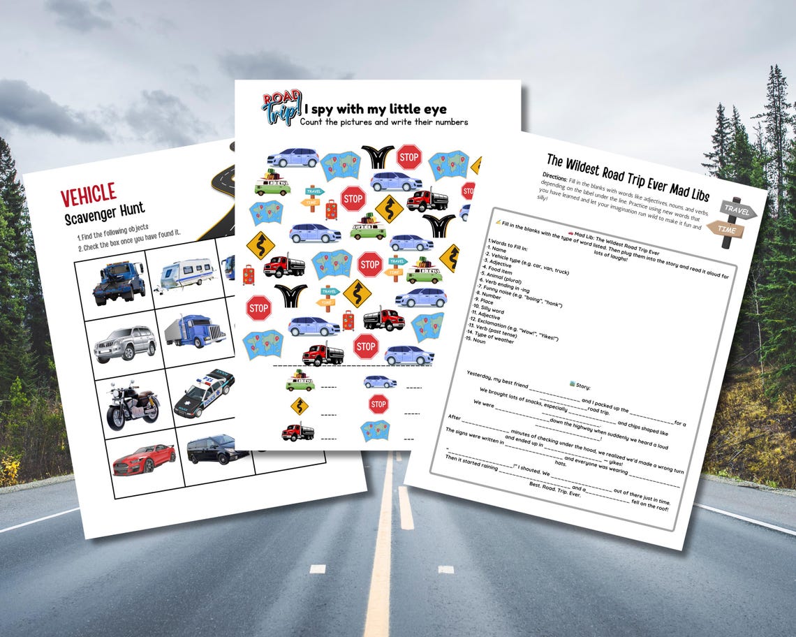 Road Trip Activity Bundle for Kids | Travel Games & Printables | Quiet ...