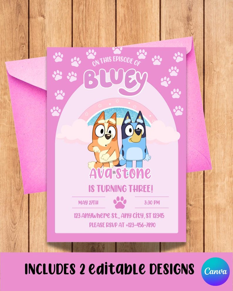 Bluey Birthday Invitation | Editable Canva Invite | Printable Party ...