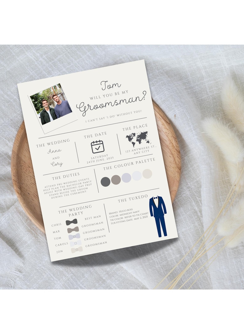 Editable Bridesmaid Proposal Card Canva Template | Wedding Party ...