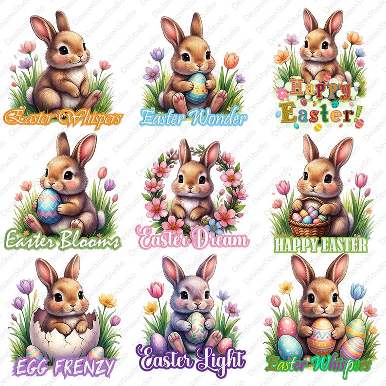 Easter Bunny PNG Bundle, Rabbit Clipart, Sublimation Design, Egg Hunt ...
