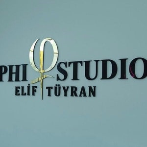 Personalized Gold Mirror Business Wall Sign,custom Acrylic Business ...