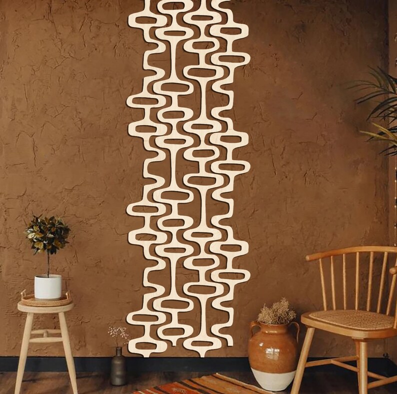 8 Panels Retro 70s Decor, 3D Wall Wooden Panels,mid-century Modern Art ...