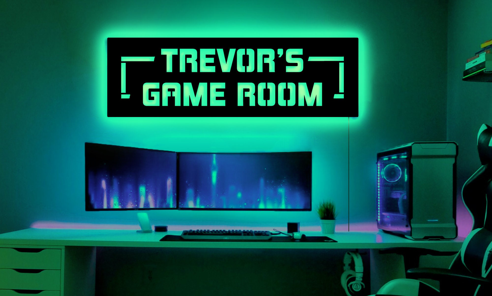 Custom Boys Name Neon Led Wall Panel Decor,game Room Led Decor,gamer ...