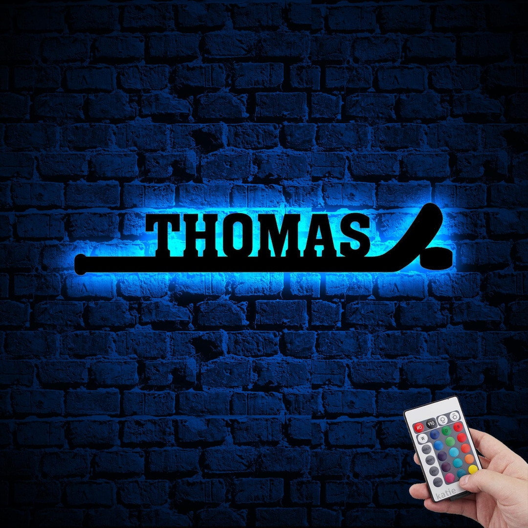 Hockey Player Stick With Kids Name Neon Led Wall Decor,boys Led Sign ...