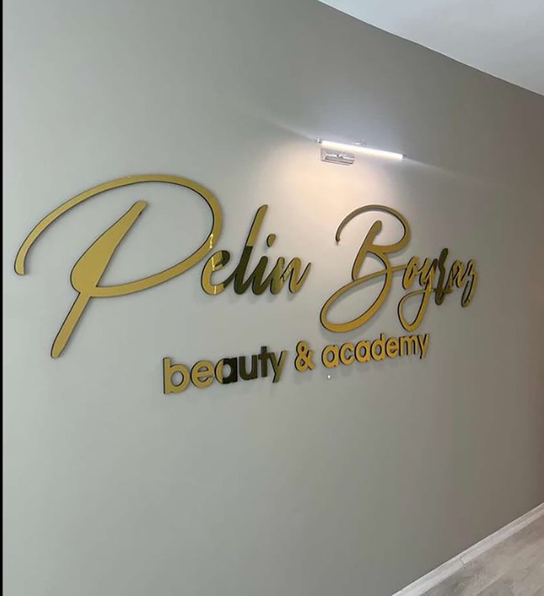Personalized Acrylic Mirror Business Wall Sign, Custom Acrylic Business ...