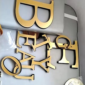 Large Mirror Acrylic Sign,mirror Gold Acrylic Letter Name,laser Cut ...