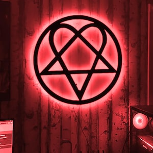 Heartagram Pentagram Symbol Neon Led Light Wall Sign,christmas Music ...