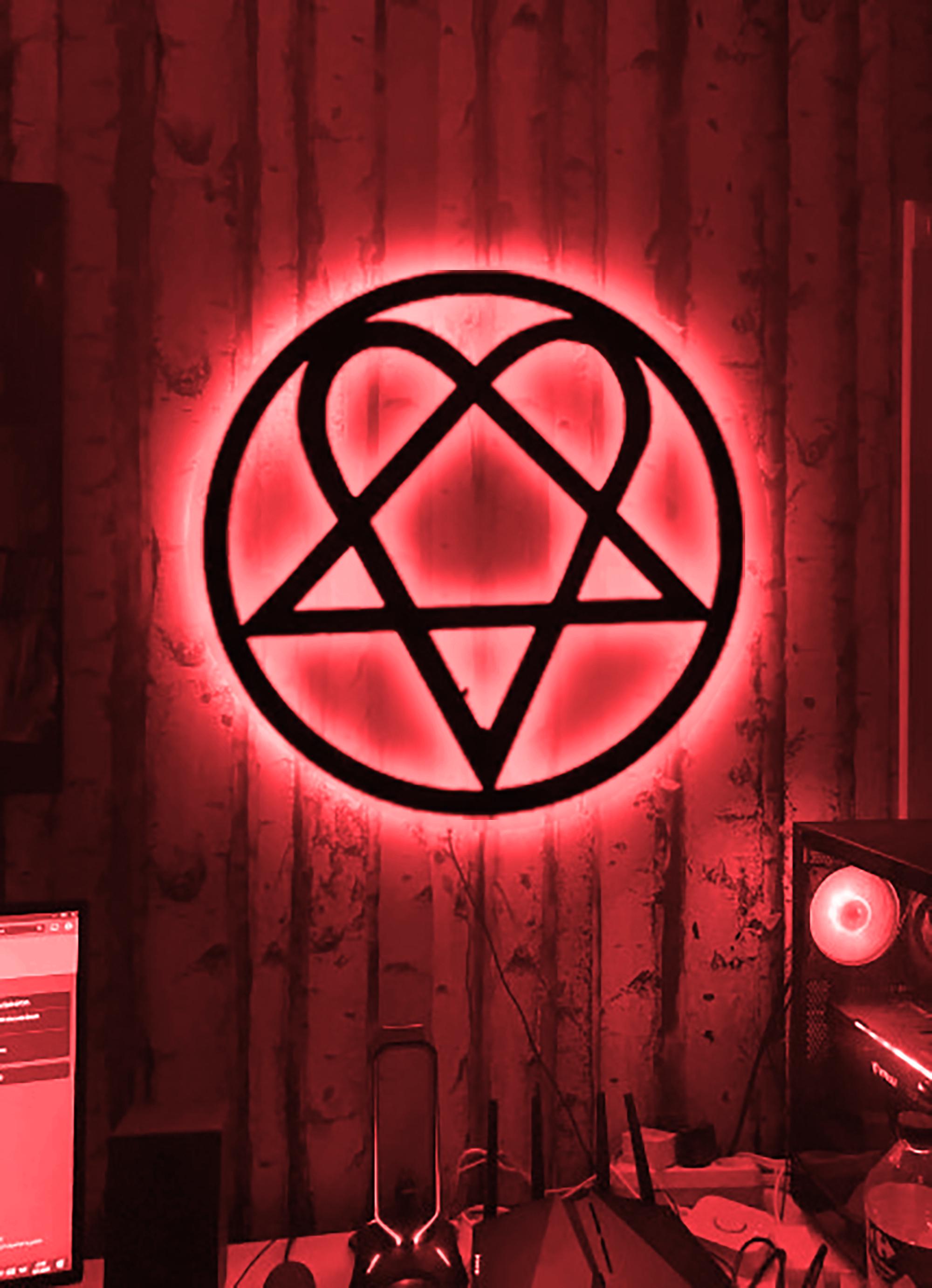 Heartagram Pentagram Symbol Neon Led Light Wall Sign,christmas Music ...