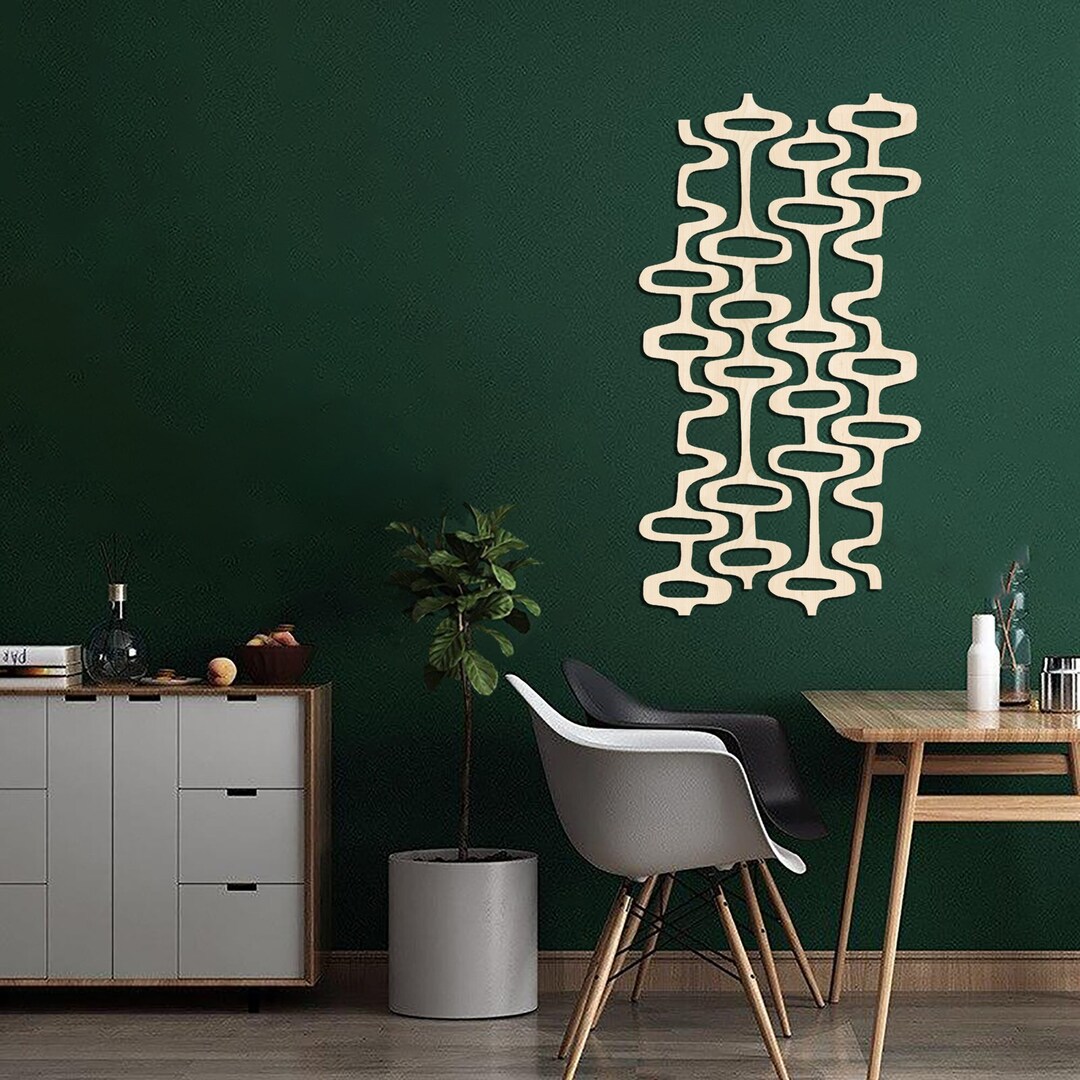 8 Panels Retro 70s Decor, 3D Wall Wooden Panels,mid-century Modern Art ...