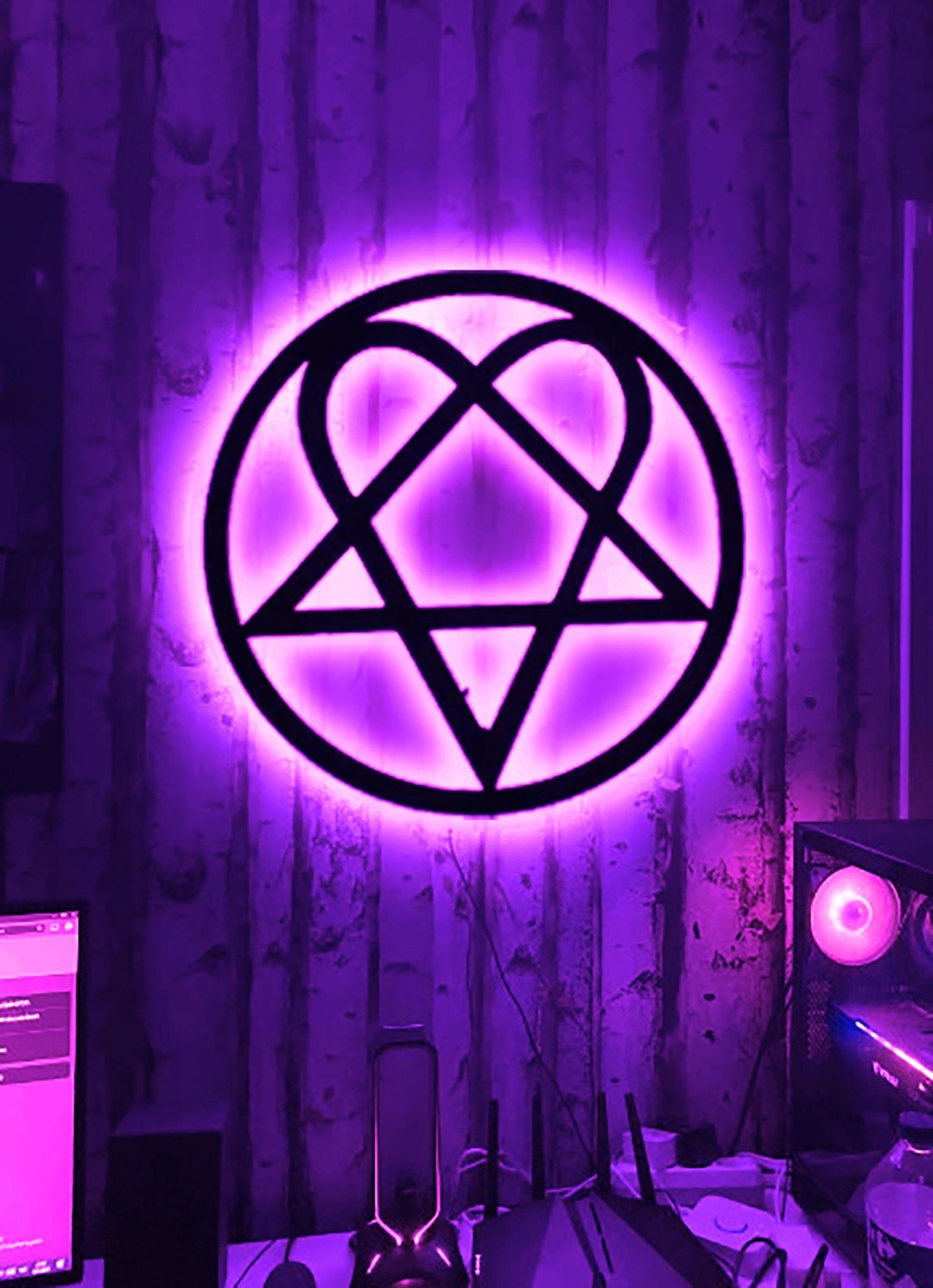 Heartagram Pentagram Symbol Neon Led Light Wall Sign,christmas Music ...