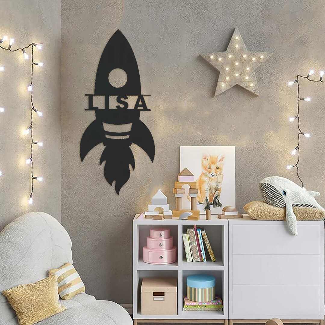Rocket Ship Custom Name Sign,personalized Space Theme Kids Nursery Name ...