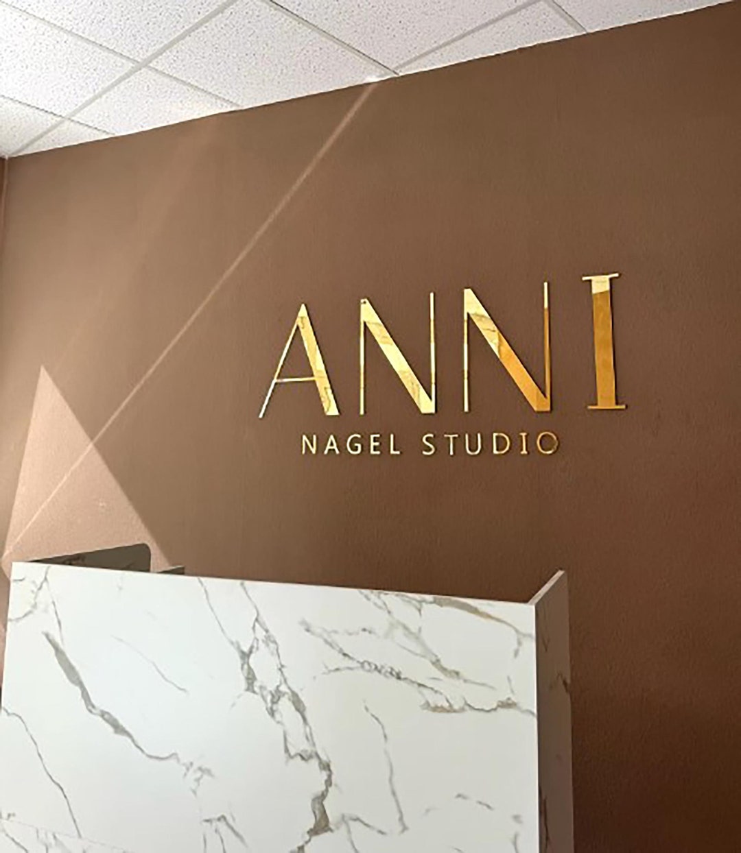 Personalized Gold Mirror Business Wall Sign,custom Acrylic Business ...