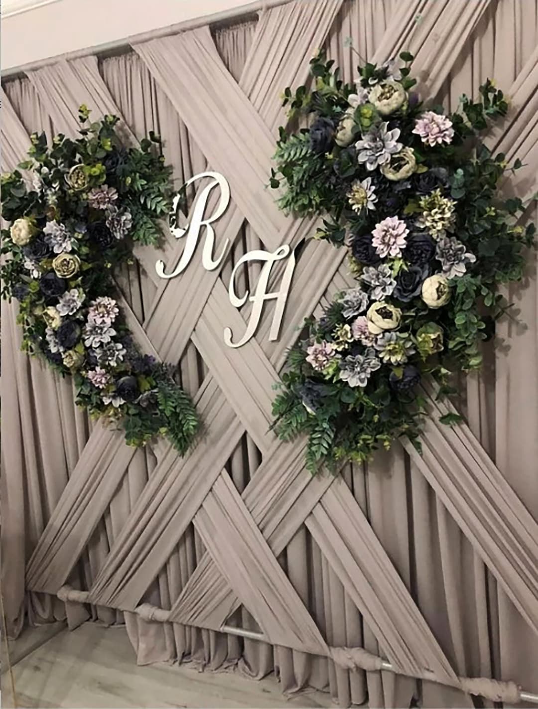 Gold Wedding Initials Acrylic Monogram Sign,couple Backdrop Gold Mirror ...