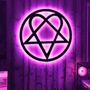 Heartagram Pentagram Symbol Neon Led Light Wall Sign,christmas Music ...