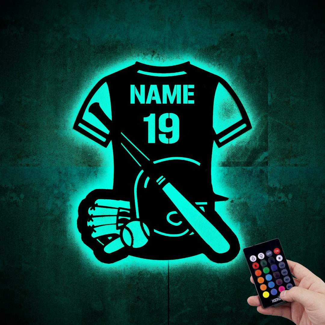 Custom Baseball Jersey Neon Led Wall Art, Baseball Lover Gift, Baseball ...