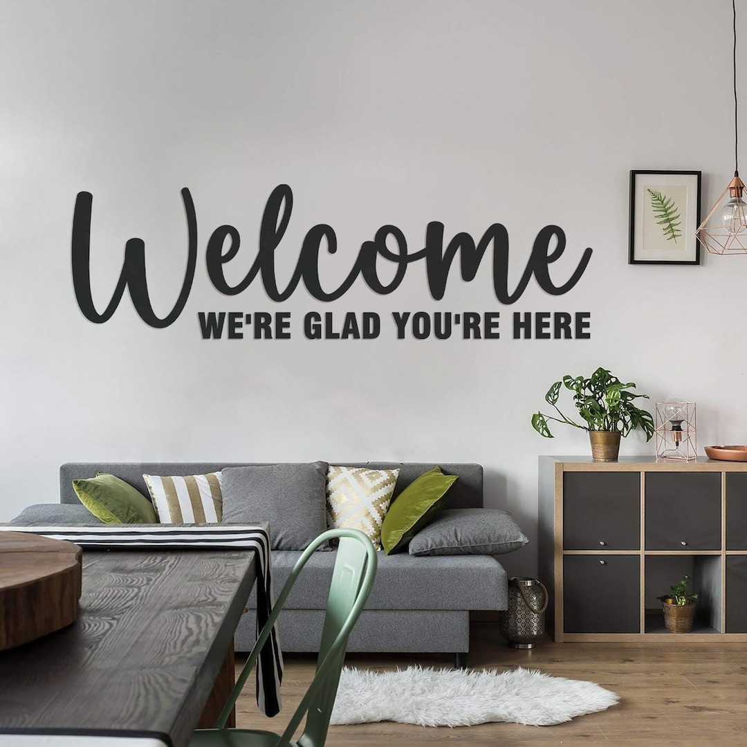 Welcome We're so Glad You're Here Wooden Wall Art,church Entry Way,welcome Door Sign for Office ...