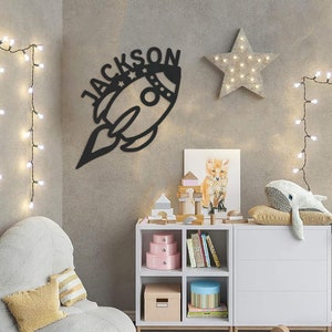 Custom Rocket Name Sign,personalized Space Theme Kids Nursery Name Sign ...