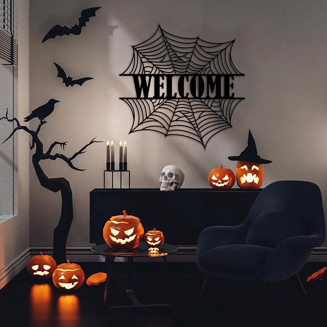 Spider Webs Wall Sign, Halloween Craft Supplies,halloween Decor Spider ...
