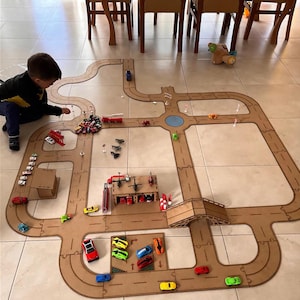 Wooden Road Track Set,toddler Gift for Kids,baby Boy Puzzle Gift,garage ...