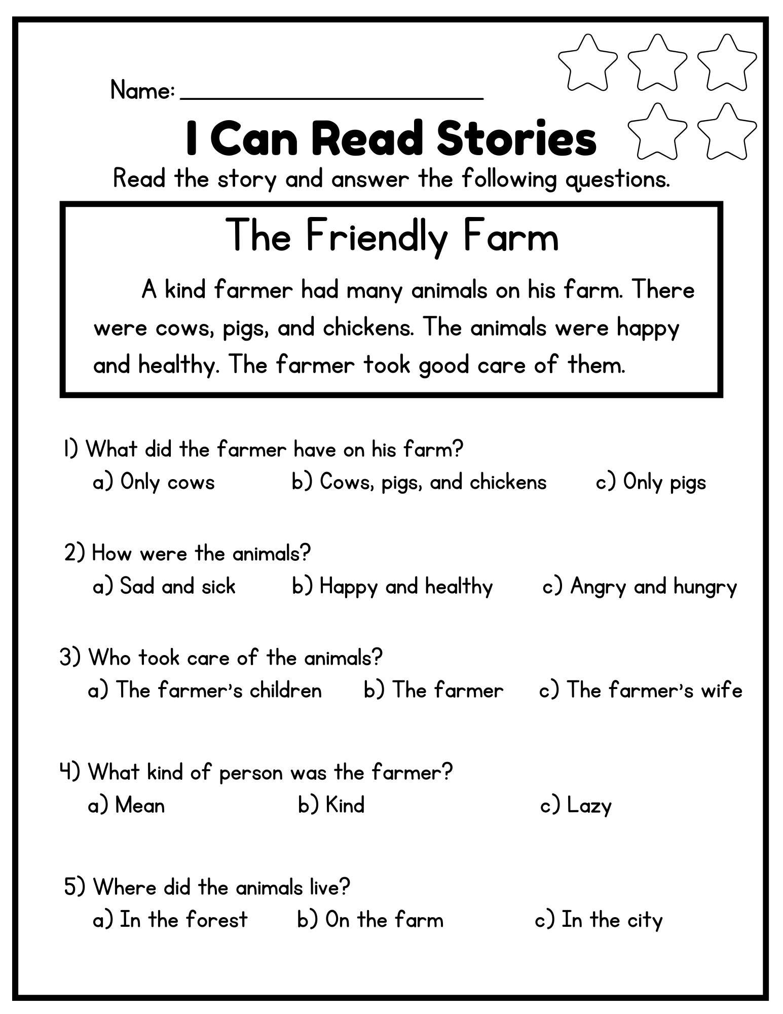1st Grade Reading Comprehension Passages and Questions With WH ...