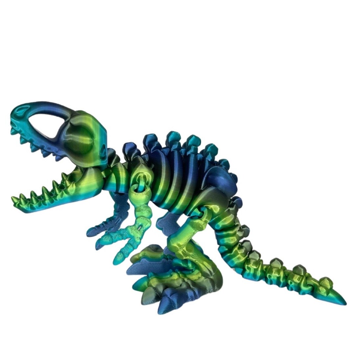 3D Printed Articulated Trex Dinosaur Toy, Rainbow PLA - Etsy