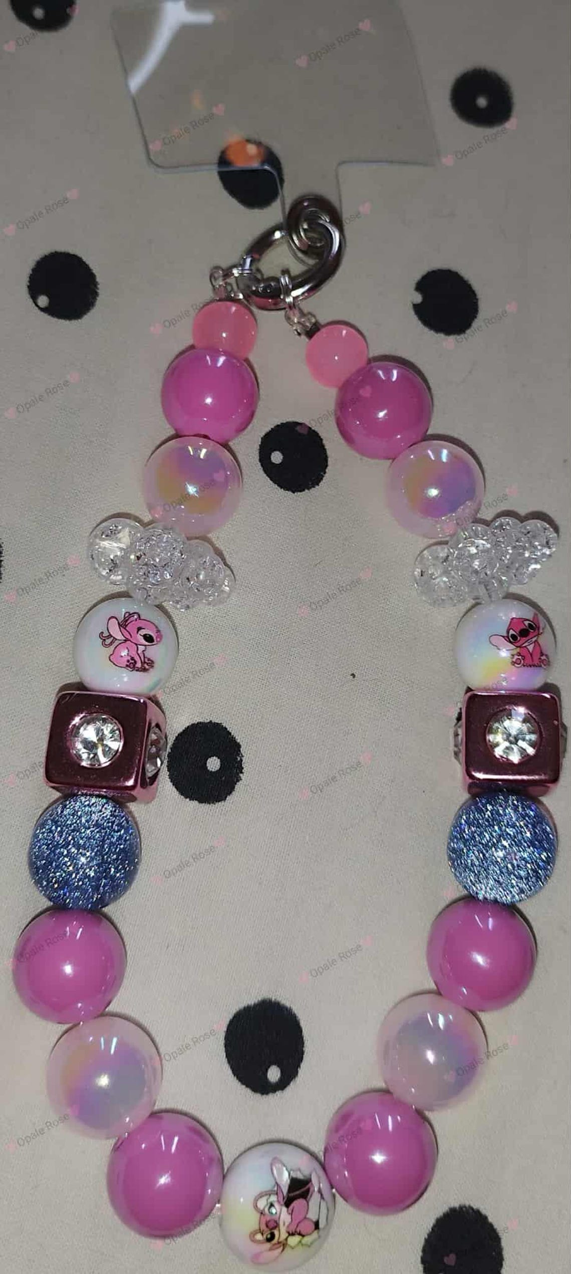 Stitch and Angel Themed Key Ring / Handbag or Mobile Phone Jewel ...